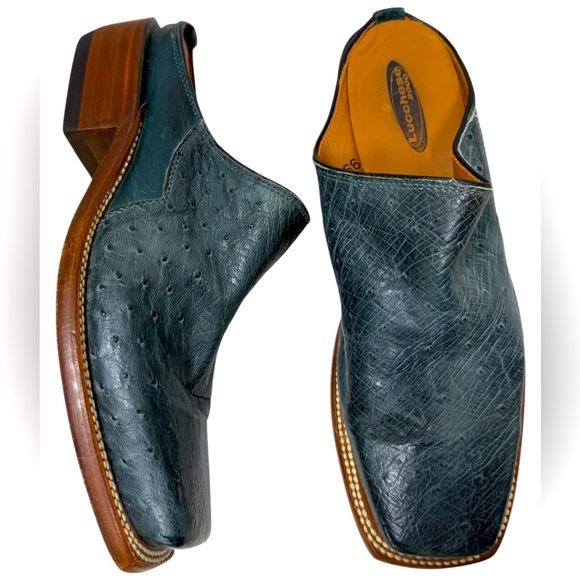 Lucchese | Shoes | Vintage Lucchese 200 Blue Gray Ostrich Leather ...